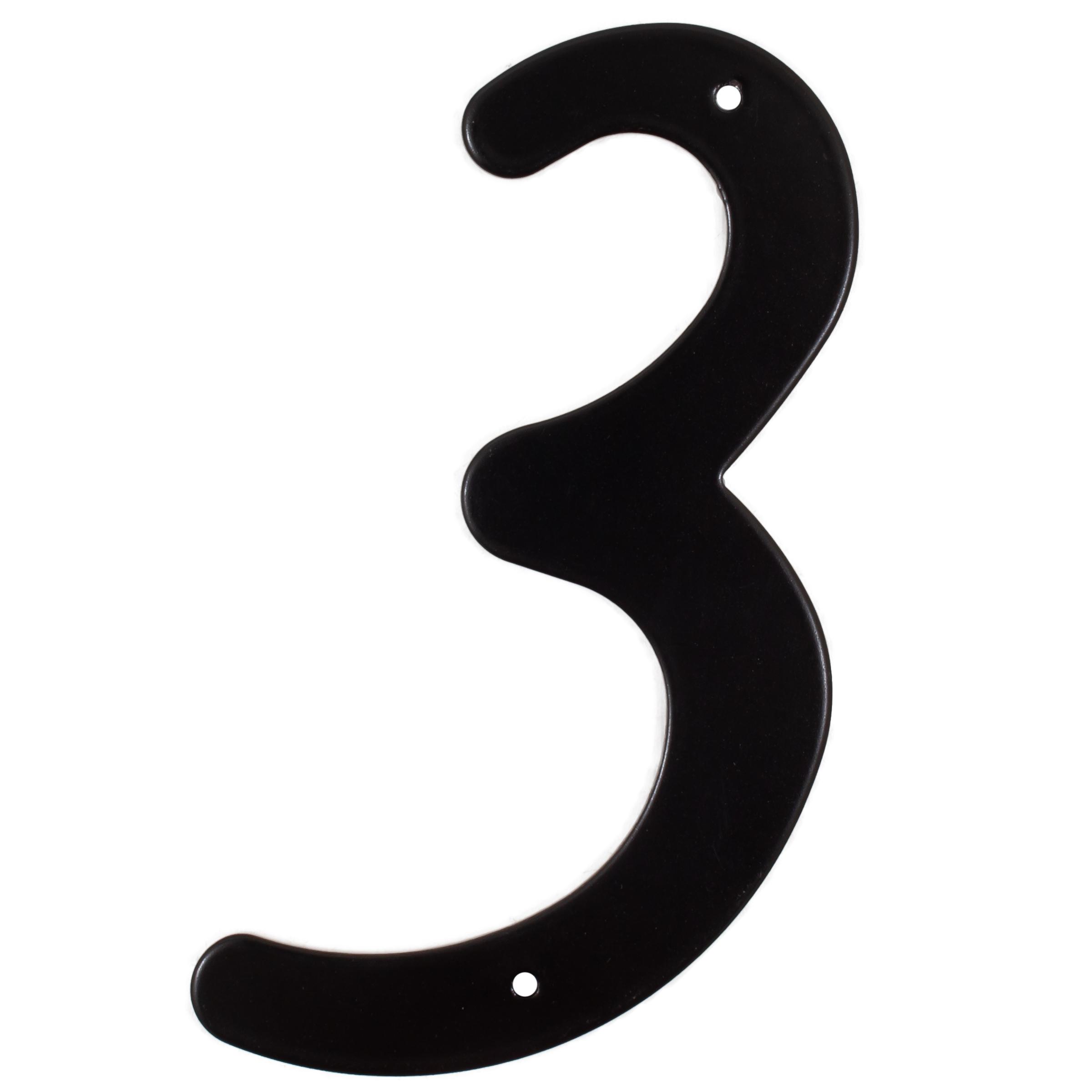 4" Smooth House Number #3 - Matte Black