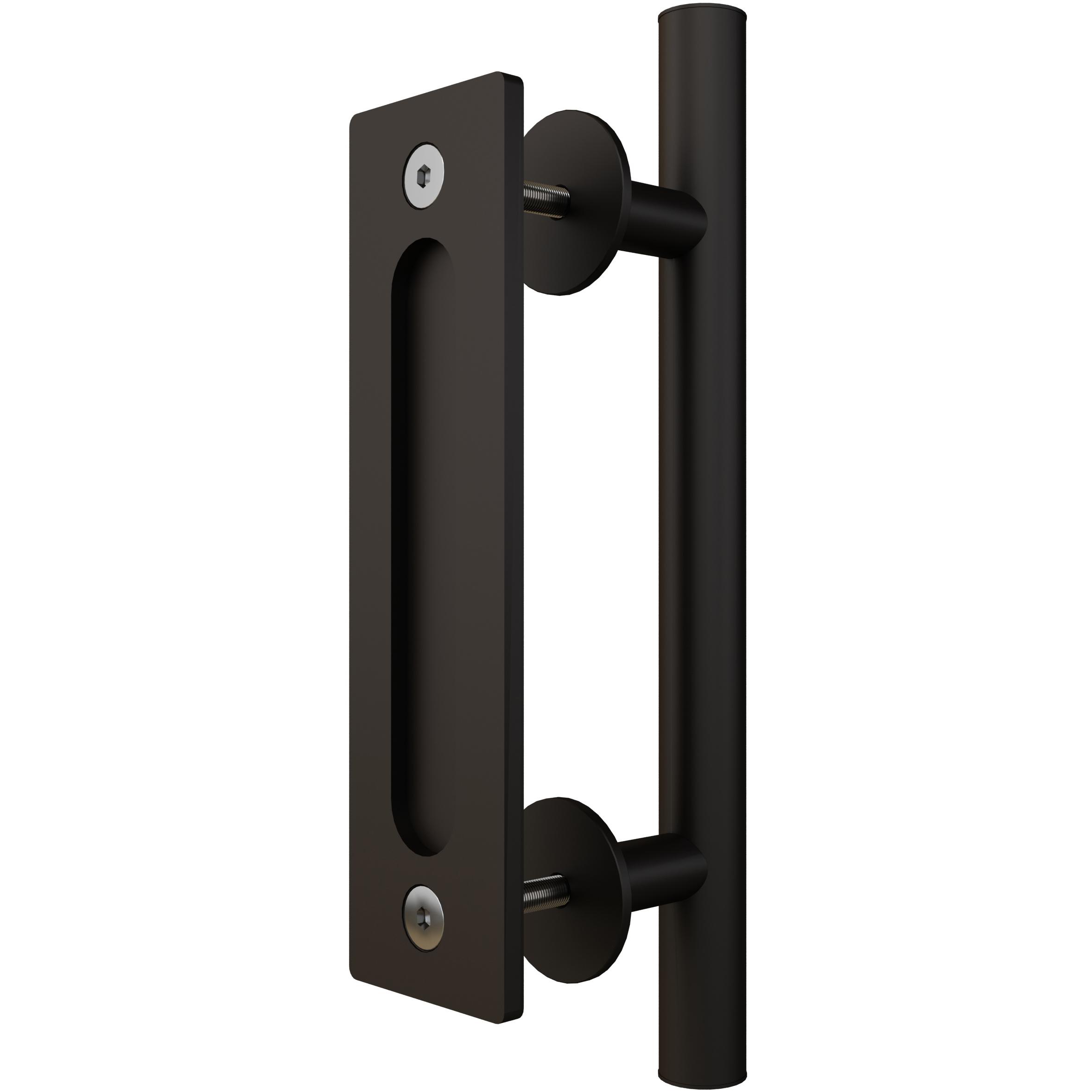 8-1/2" Flat Pull / 12" Round Bar Pull Set - Matte Black