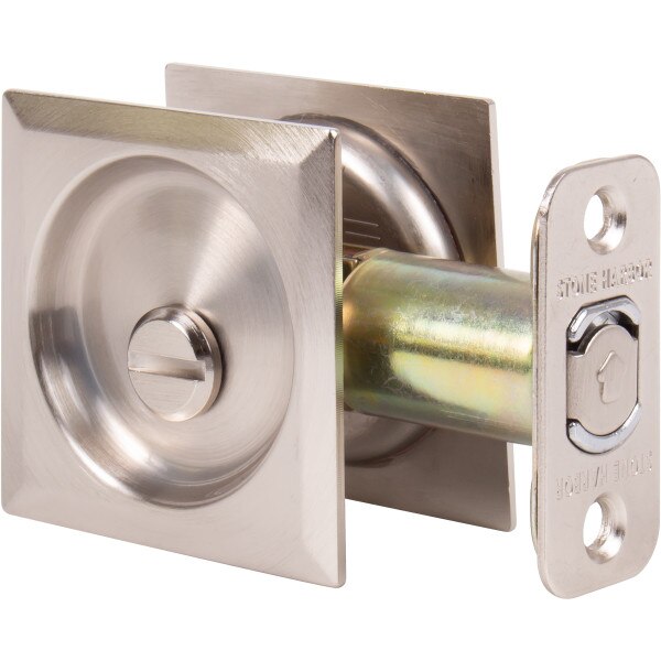 Contemporary Square Pocket Door Lock Privacy with 2-3/8" Latch - Satin ...