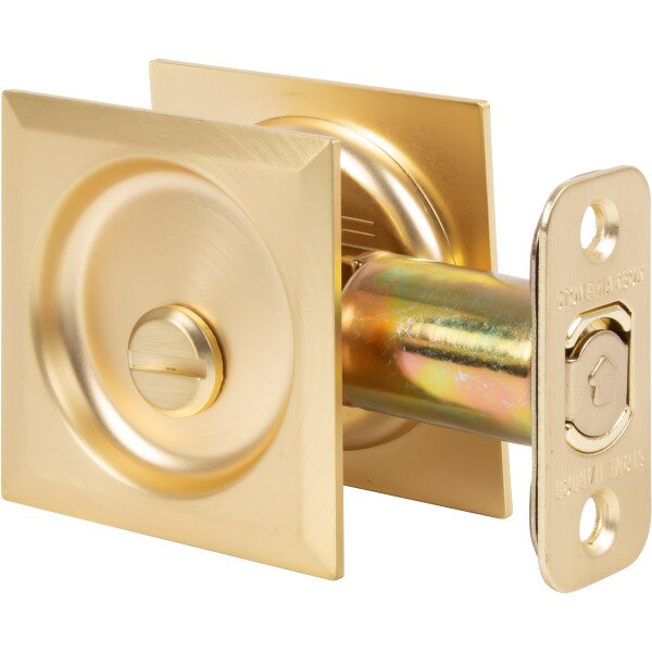 Contemporary Square Pocket Door Lock Privacy with 2-3/8" Latch - Satin ...
