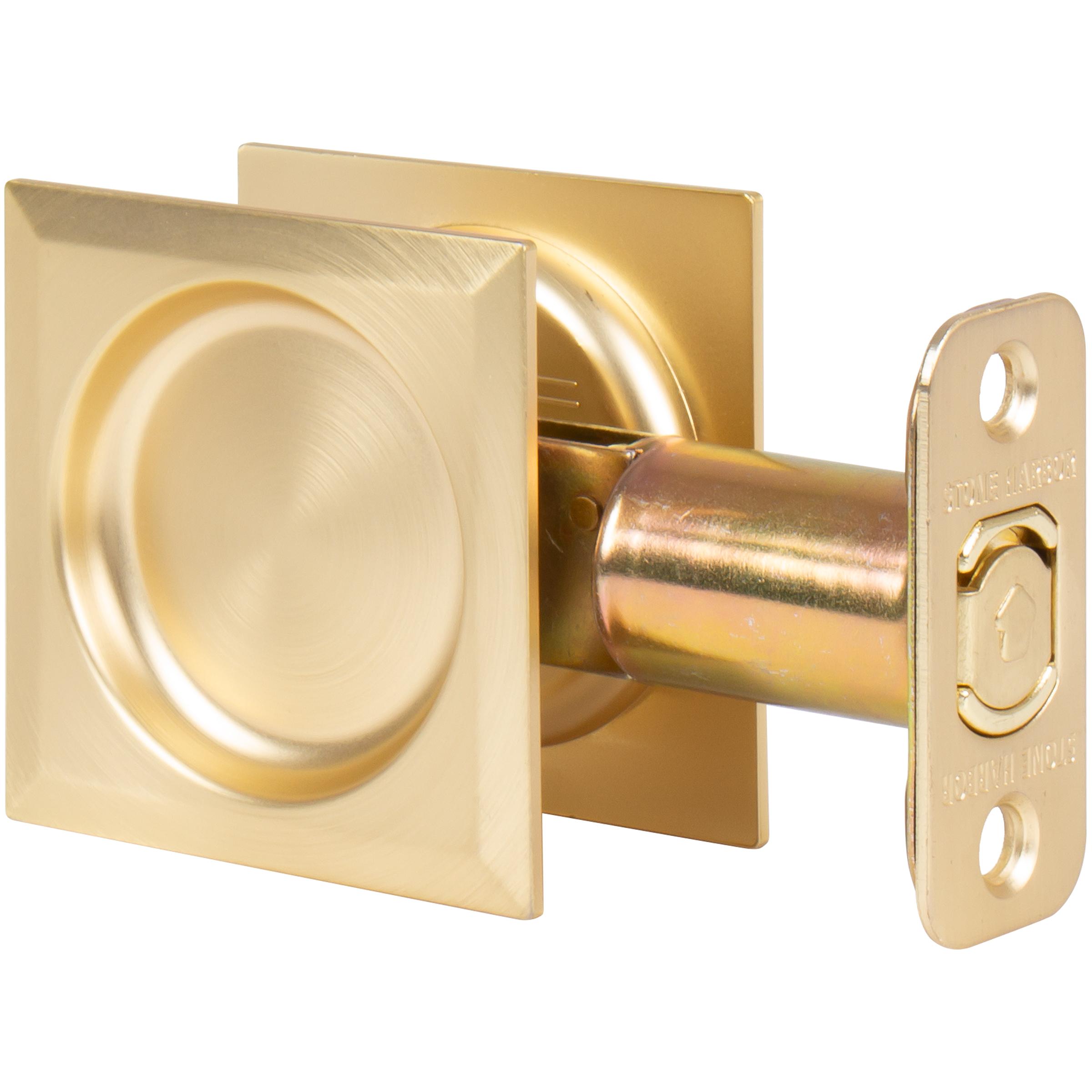 Contemporary Square Pocket Door Lock Passage with 2-3/4" Latch - Satin ...