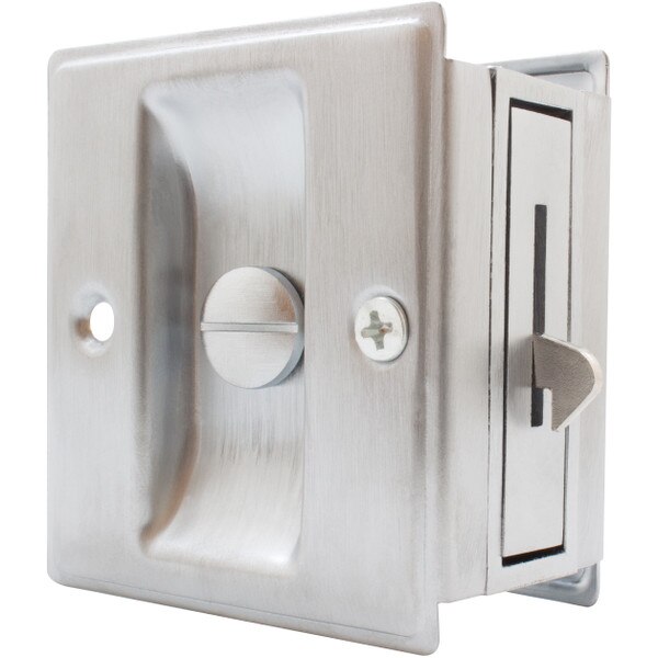 Square Pocket Door Lock Privacy - Satin Chrome