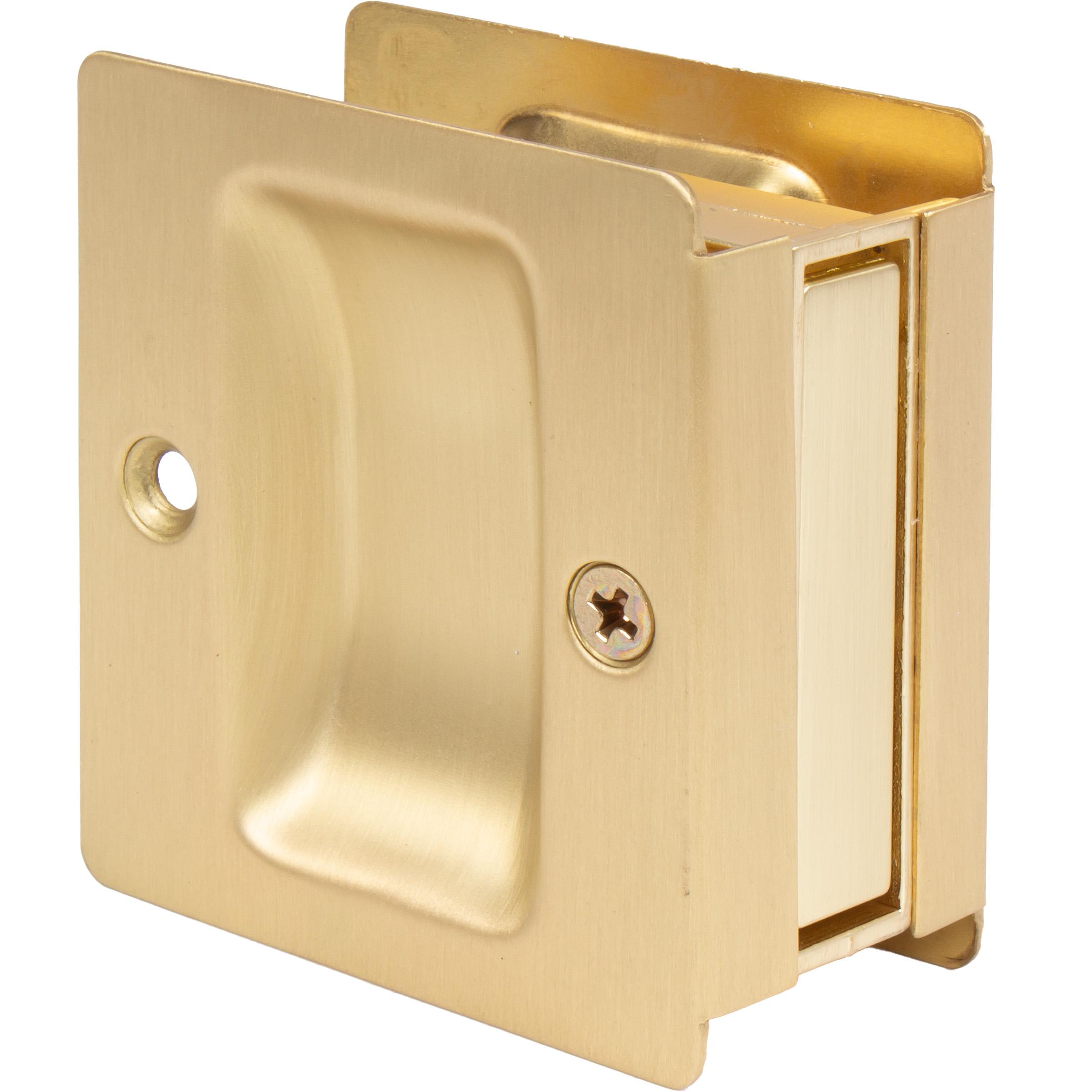 Premium Square Pocket Door Lock Passage - Satin Brass