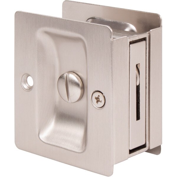 Premium Square Pocket Door Lock Privacy - Satin Nickel