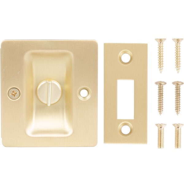 Premium Square Pocket Door Lock Privacy - Satin Brass