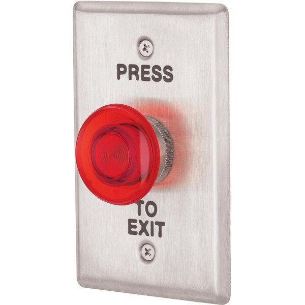 IPB-300 "Press to exit" plate with mushroom style round button LED ...