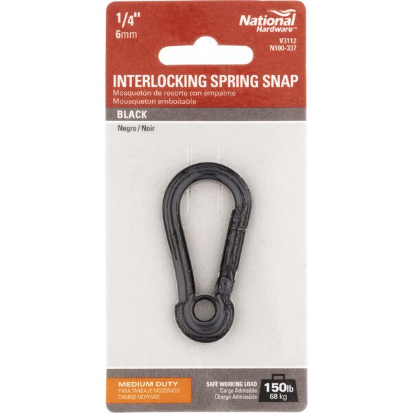 V3112 1/4" Interlocking Spring Snap - Black