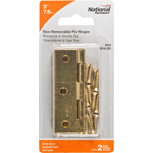 V518 3" Hinge NRP 2/pk - Polished Brass