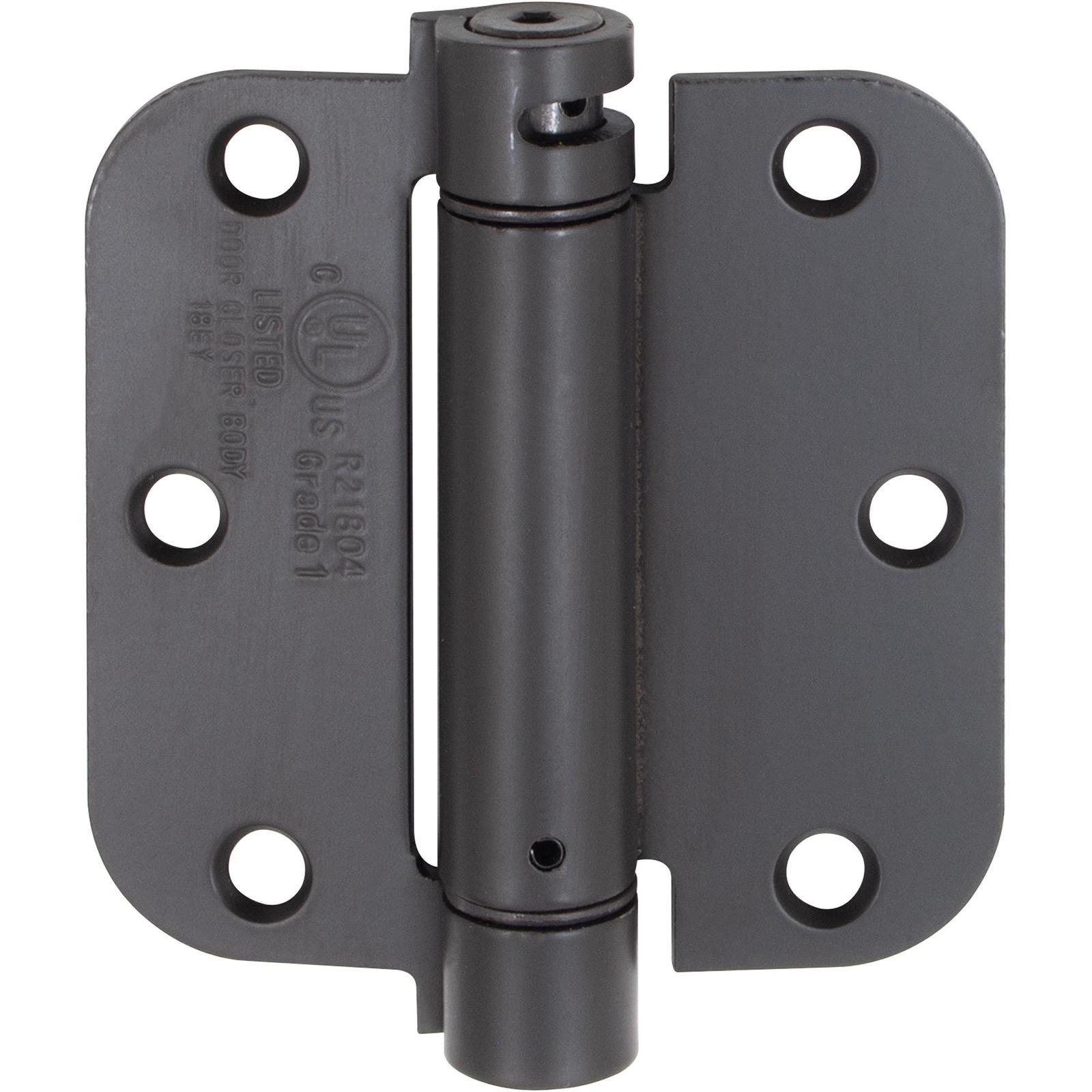 3-1/2" 5/8R Adjustable Spring Hinge - Matte Black