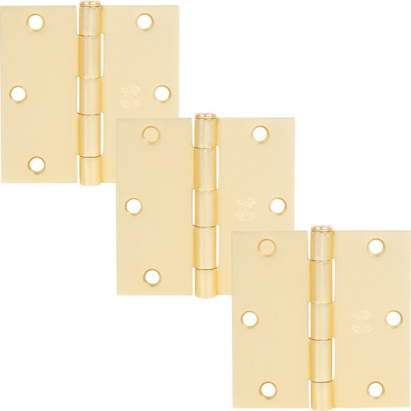 3-1/2" SQR Standard Hinge 3/pk - Satin Brass