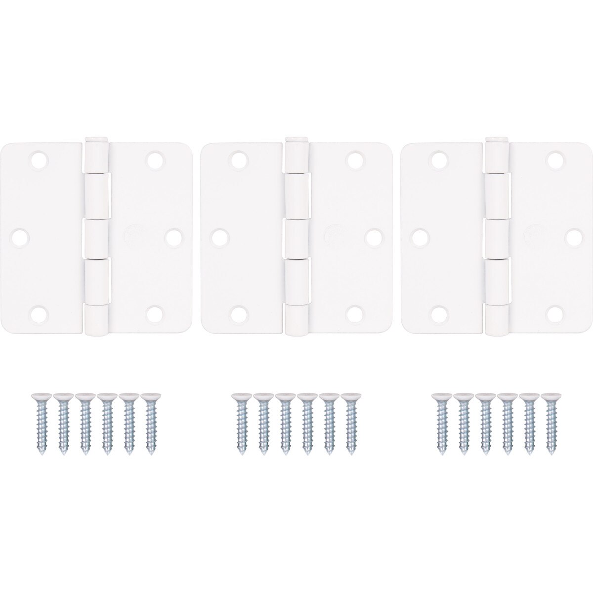 3.5" x 1/4R Door Hinge 3/pk - White